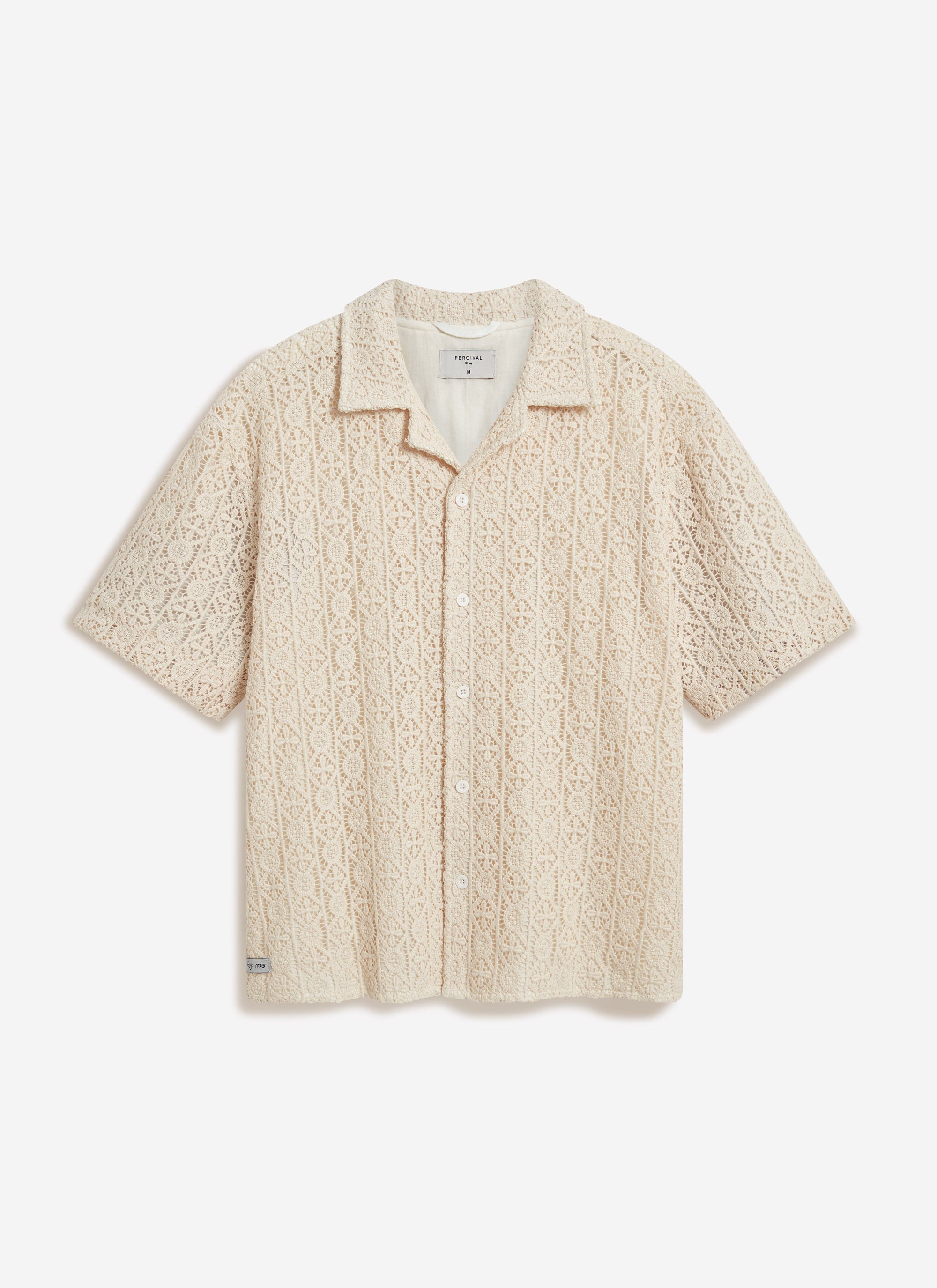 Men's Crochet Cuban Shirt: Elio | Ecru Cream | Percival Menswear