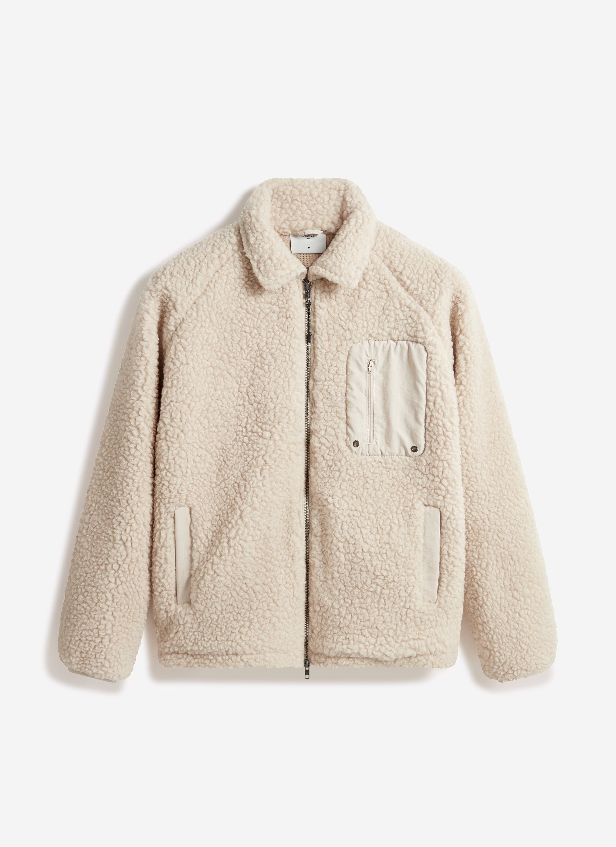 Men’s Full Zip Fleece Jacket | Wool | Ecru Cream | Percival Menswear
