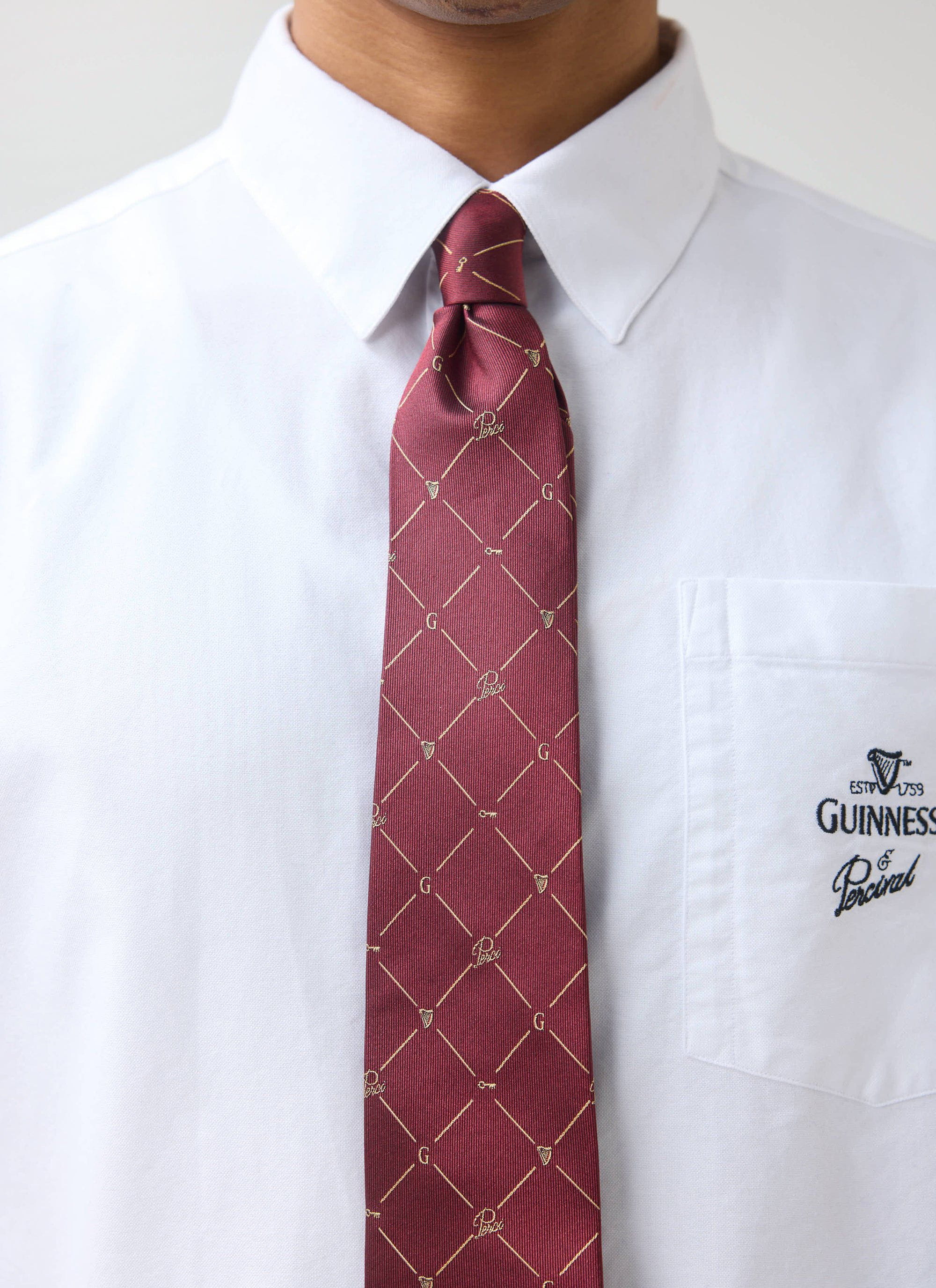 Cross Stitch Silk Tie | Guinness x Percival | Red | Percival Menswear