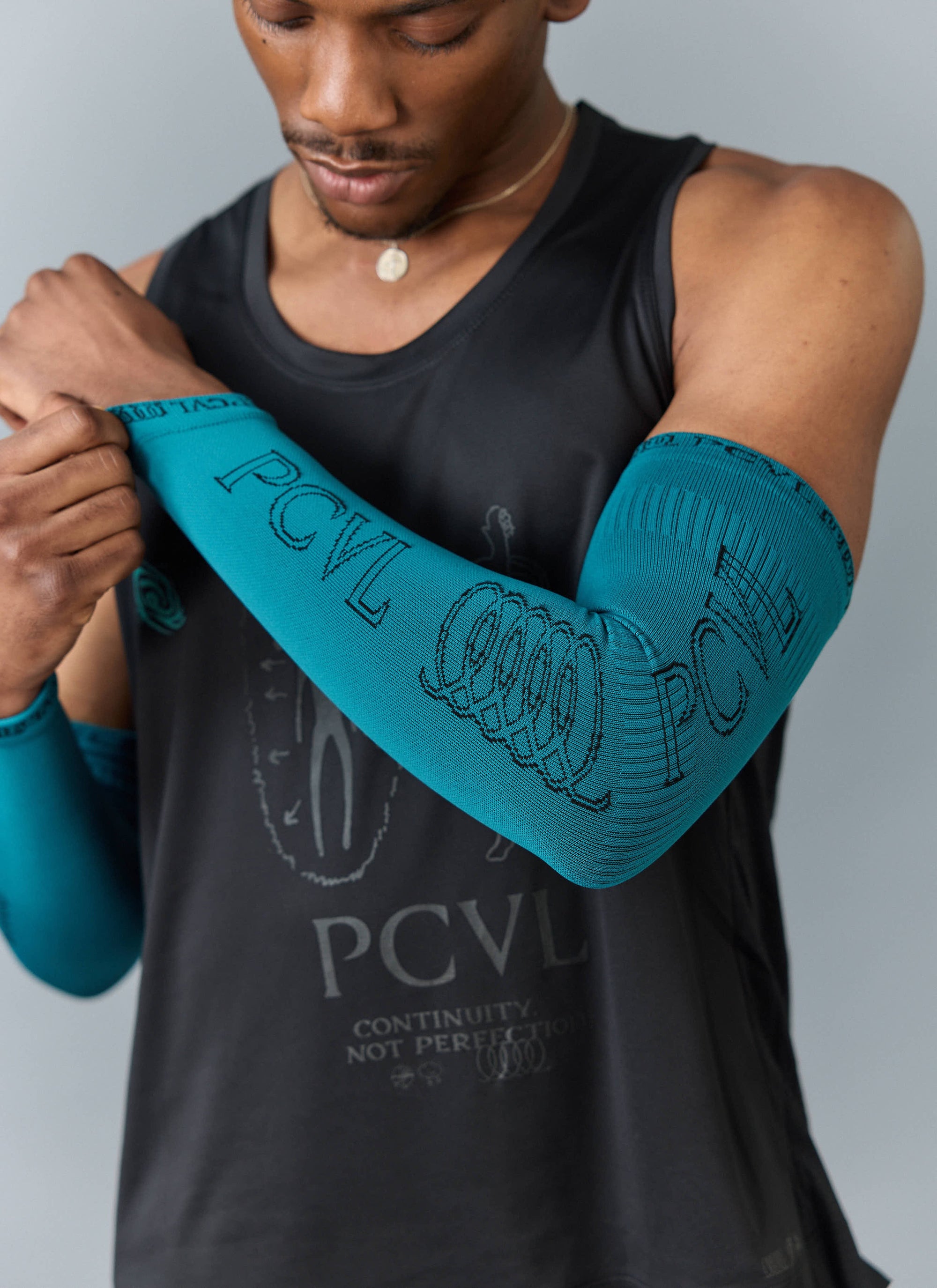 Men's Compression Arm Sleeves | PCVL | Blue | Percival Menswear