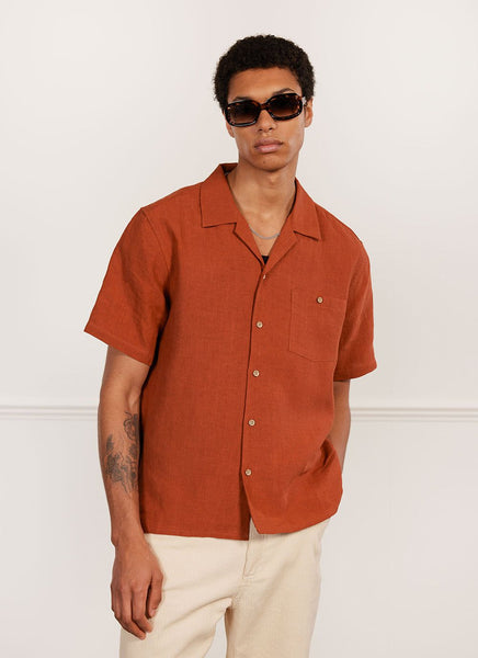 Men's Short Sleeve Cuban Shirt | Linen Shirts | Percival Menswear