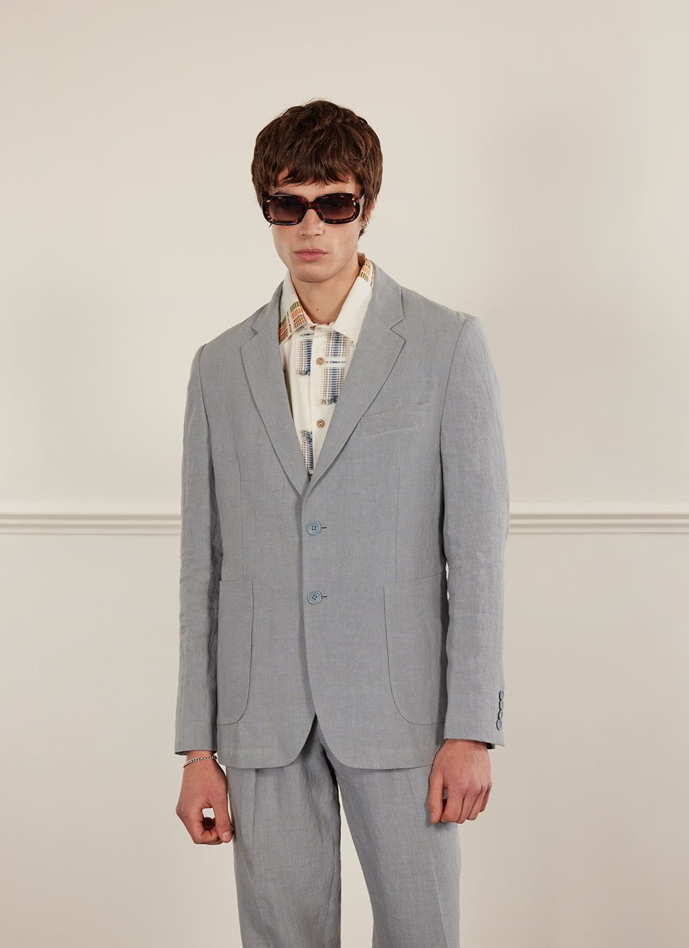 Men's Tailored Linen Blazer | Light Blue