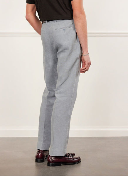 Men's Tailored Linen Trousers | Straight Leg | Light Blue