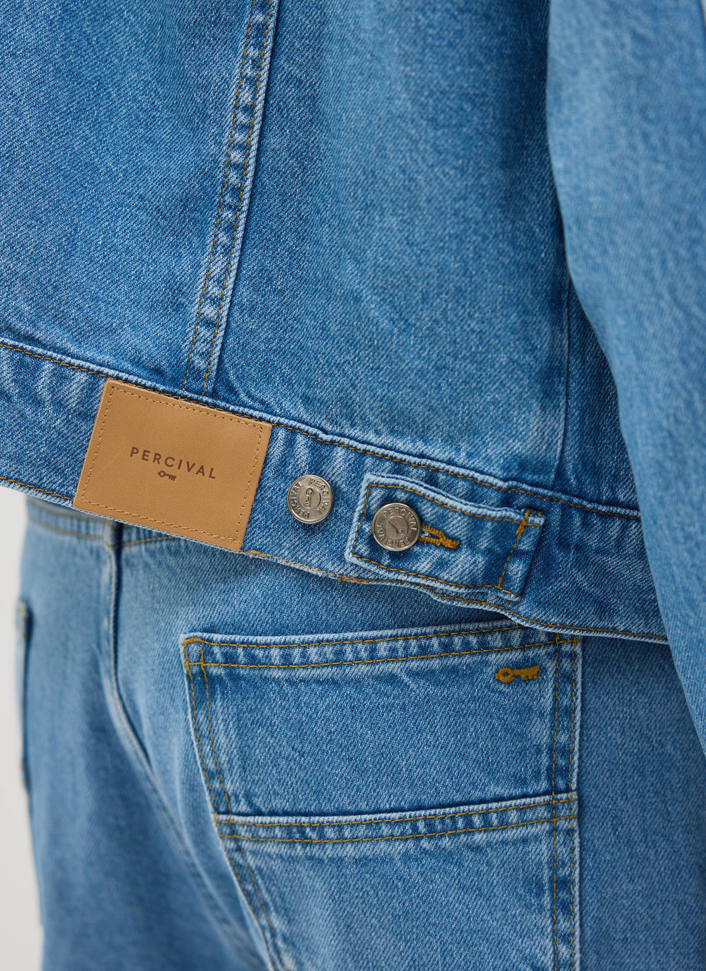 Men's Denim Trucker Jacket | Light Wash Blue | Percival Menswear